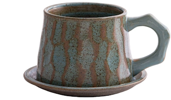 10 oz Rustic Ceramic Teacup with Angular Handle - ModernTurtle.com