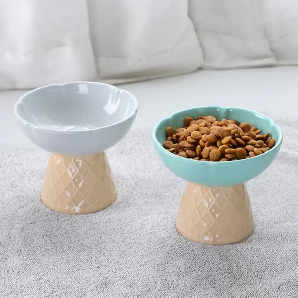 Ice Cream Cone Ceramic Cat Bowl - ModernTurtle.com